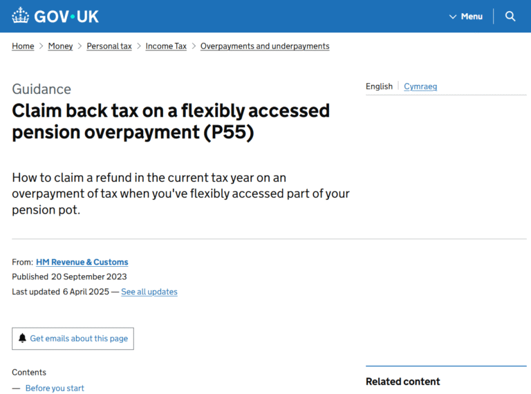P55 HMRC Form – Claim Back Overpaid Pension Tax UK